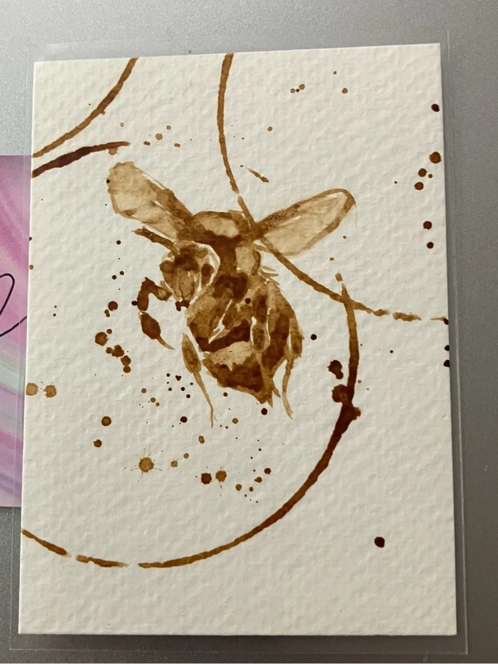 Artettina | Art | Aceo Bumblebee Coffee Painting Atc Mini Gift Art ...